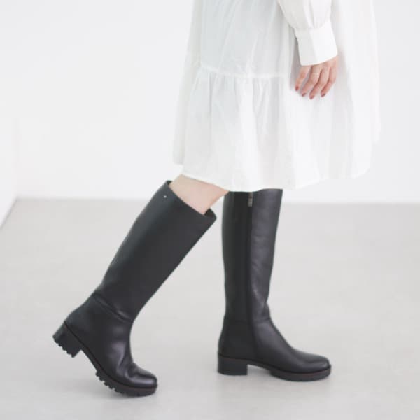 モードカオリ/トラックソールストレートロングブーツ/21456