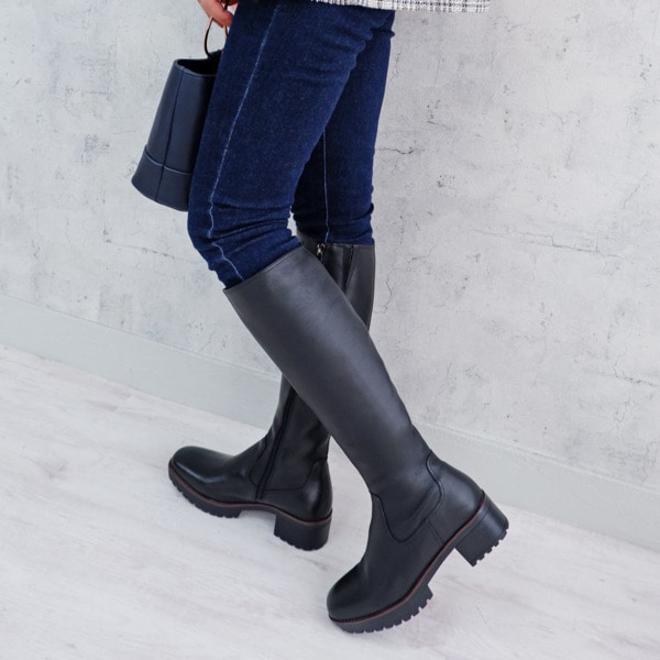 モードカオリ/トラックソールスクエアロングブーツ/21462