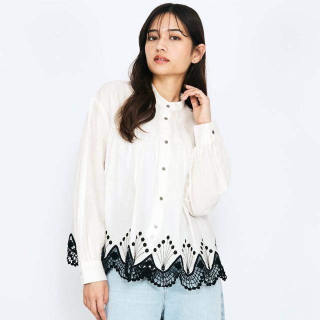 クイーンズコート（QUEENS COURT）/スカラップ刺繍レースブラウス≪手洗い可能≫