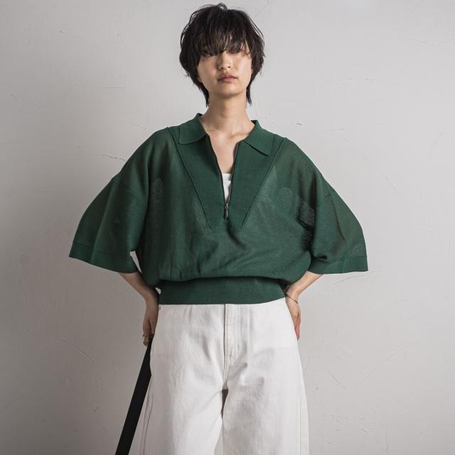 メイソングレイ（MAYSON GREY）/ハーフZIPシアーポロニットプルオーバー≪手洗い可能≫
