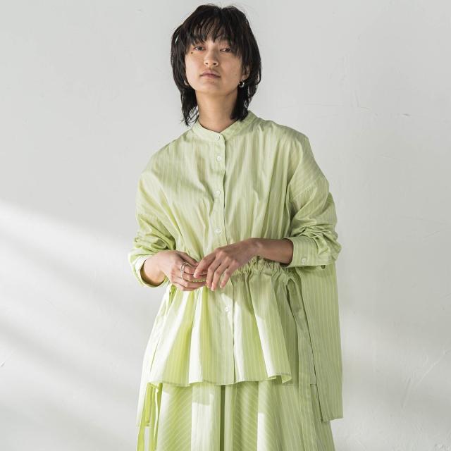 メイソングレイ（MAYSON GREY）/カラーストライプウエストマークオーバーシャツ≪洗濯機で洗える≫