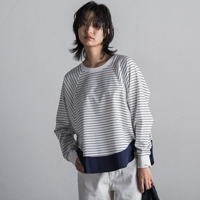 メイソングレイ（MAYSON GREY）/ポンチローマラグラン布帛切替プルオーバー≪洗濯機で洗える≫