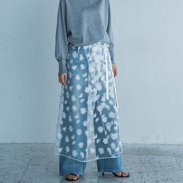 メイソングレイ（MAYSON GREY）/チュールフラワーラップスカート