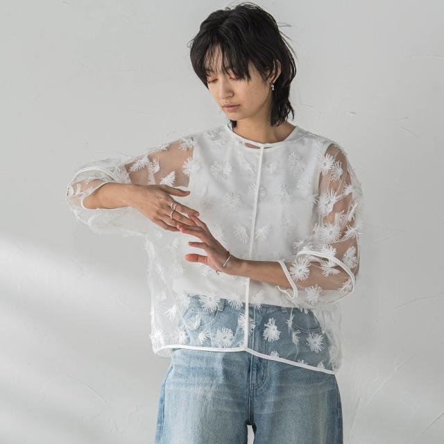 メイソングレイ（MAYSON GREY）/チュールフラワーボリュームブラウス