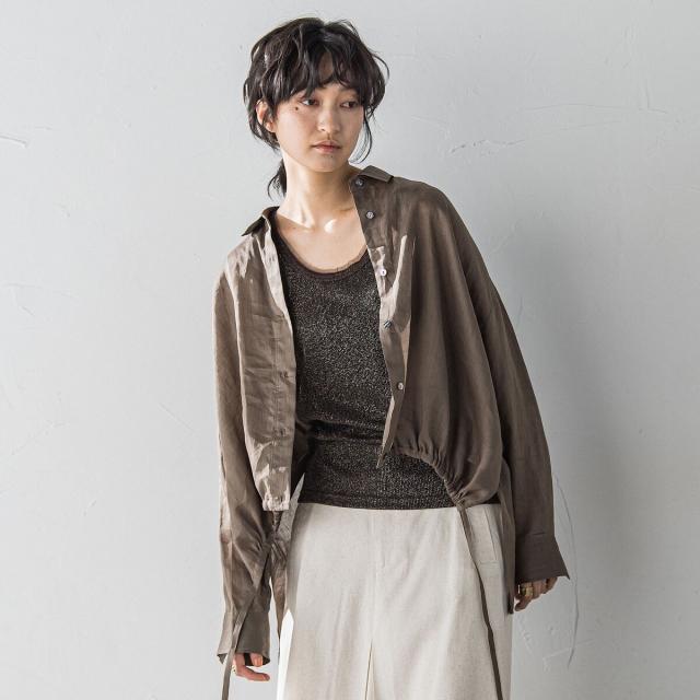 メイソングレイ（MAYSON GREY）/リネンドロストクロップドシャツ≪手洗い可能≫