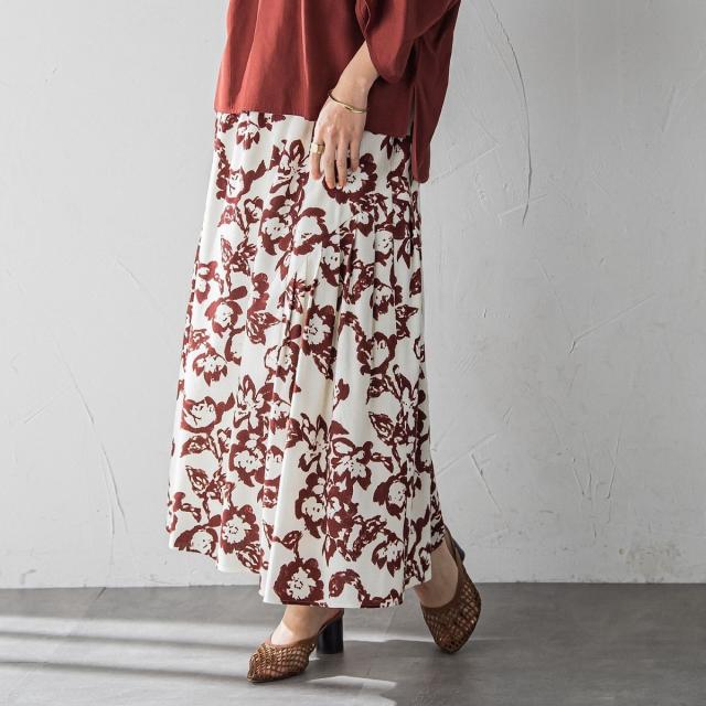 メイソングレイ（MAYSON GREY）/フラワープリントリラックスサイドギャザーフレアスカート