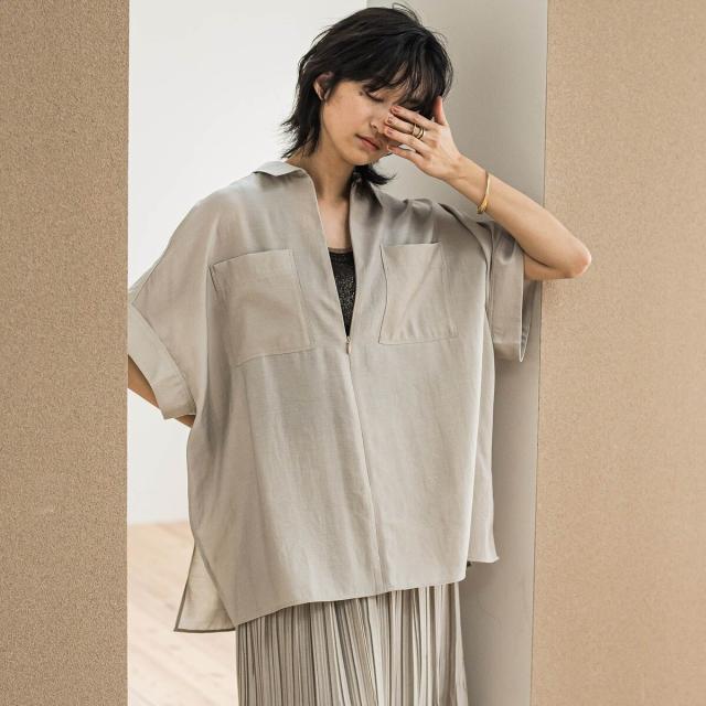 メイソングレイ（MAYSON GREY）/ラフィーネクロスハーフジップブラウス≪手洗い可能 / セットアップ対応≫