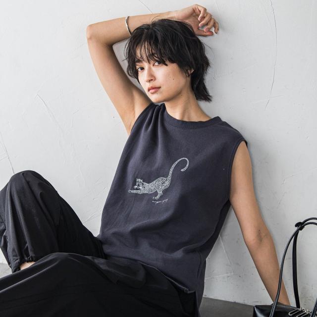 メイソングレイ（MAYSON GREY）/レオパードプリントノースリーブプルオーバー≪洗濯機で洗える≫