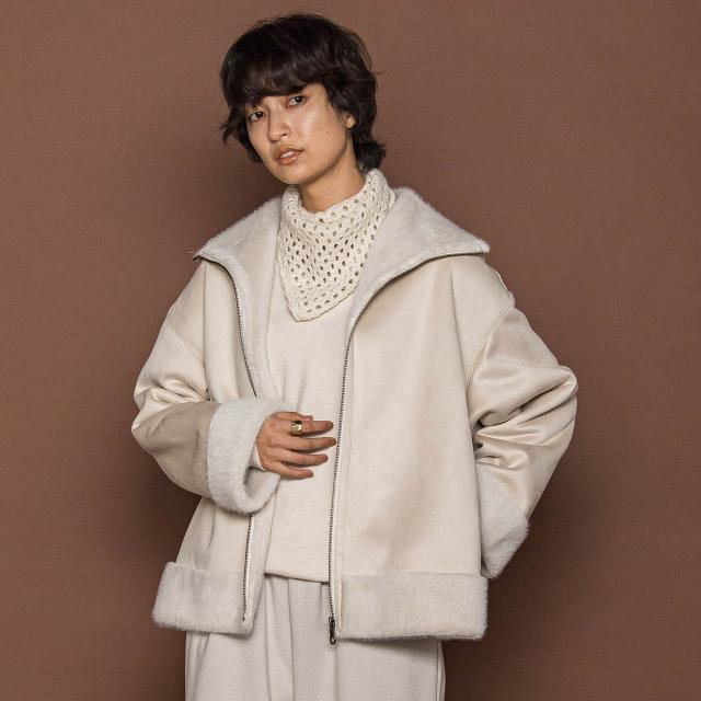 メイソングレイ（MAYSON GREY）/カジュアルだけど女っぽいフェイクムートンジャケット