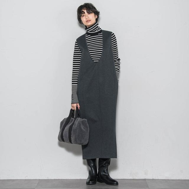 【NEW】メイソングレイ（MAYSON GREY）/【ノンアイロン】−3kg見えIラインワンピース≪手洗い可能≫