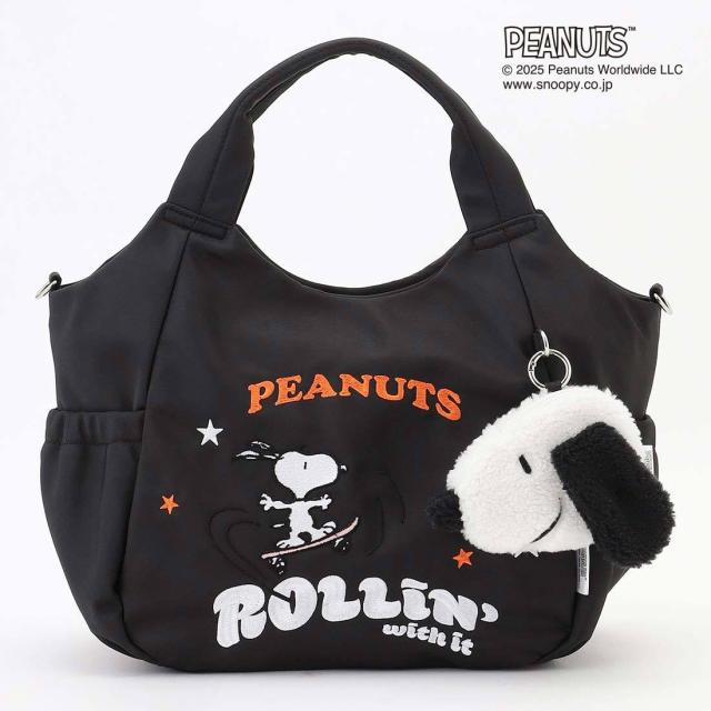 イザック（Y’saccs）/SNOOPYデザイン サイドギャザー2wayトート　Mサイズ(スケートボード）