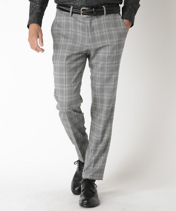 メンズビギ/TRグレンチェックストレッチ起毛スラックス