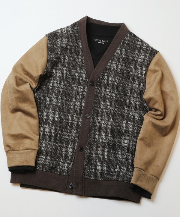 メンズビギ/杢ジャガードニットプリントカーディガン