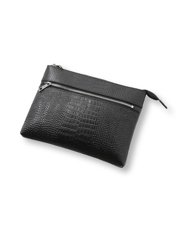 メンズビギ（MEN’S BIGI）/クロコ風レザー横型マルチクラッチバッグ