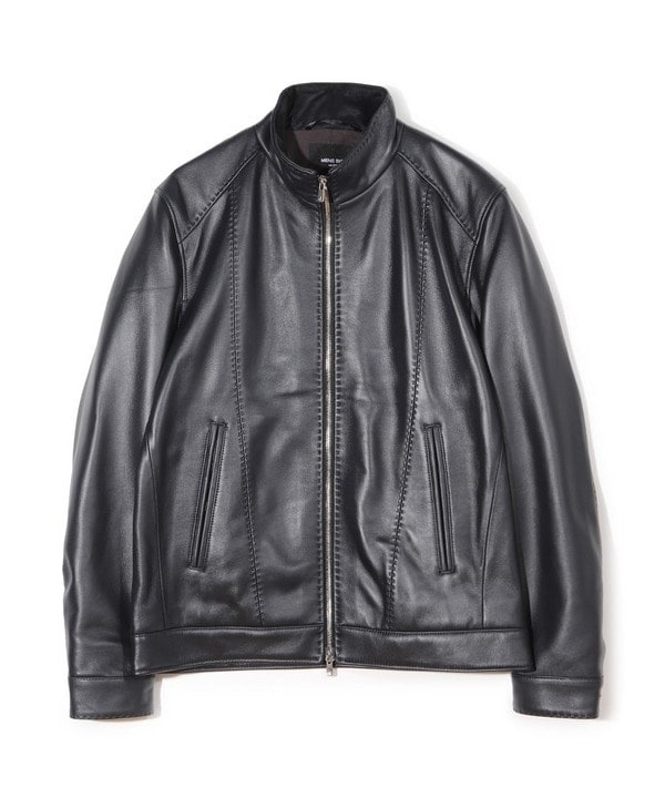 メンズビギ（MEN’S BIGI）/スタンドカラーシングルライダース ラムレザージャケット
