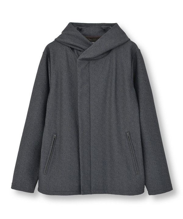 メンズビギ（MEN’S BIGI）/ヒートパフォーマー ヘリンボーンプリント フードパーカー