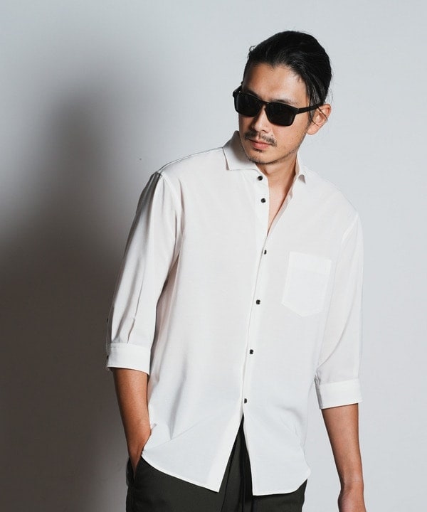 ラトルトラップ（RATTLE TRAP）/リネンミックスワイドカラー七分袖シャツ