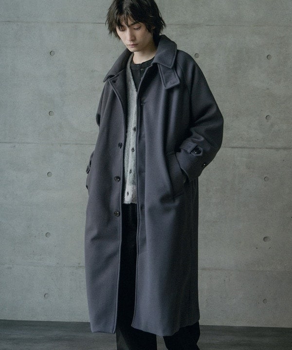 ラトルトラップ（RATTLE TRAP）/フェイクメルトンルーズステンカラーロングコート