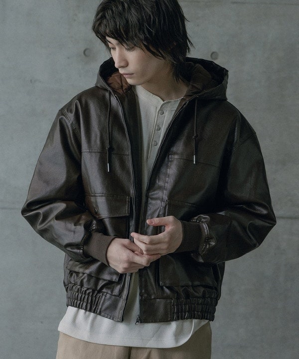 ラトルトラップ（RATTLE TRAP）/ビンテージシンセティックレザーA−2タイプパーカーブルゾン