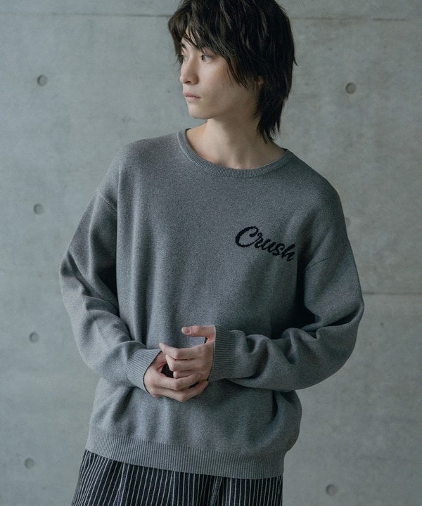 ラトルトラップ（RATTLE TRAP）/Wジャガードオーバーサイズロゴプルオーバーニット