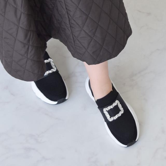 ブリジット バーキン（Bridget Birkin）/Bridget Birkin◆5cmヒール◆ビジュー調バックルニットスニーカー