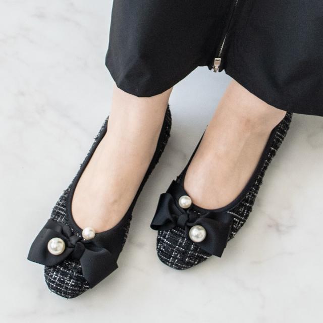 ブリジット バーキン（Bridget Birkin）/Bridget Birkin◆1．5cmヒール◆ビッグパールリボンフラットシューズ