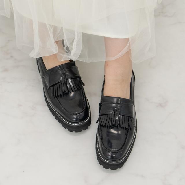 ブリジット バーキン（Bridget Birkin）/Bridget Birkin◆4．5cmヒール◆厚底タッセルローファー