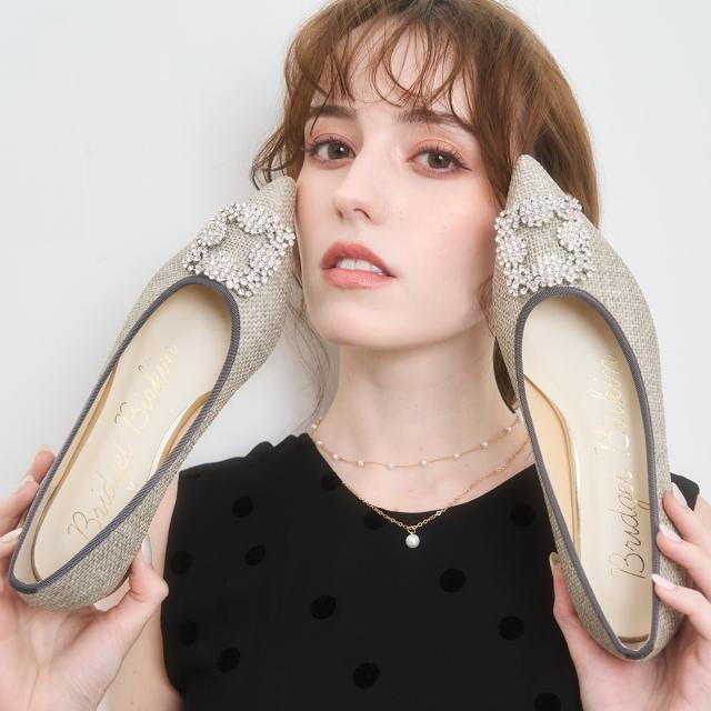 ブリジット バーキン（Bridget Birkin）/Bridget Birkin◆1．5cmヒール◆ビジューポインテッドトゥバレエシューズ