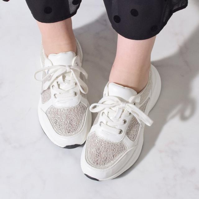 ブリジット バーキン（Bridget Birkin）/Bridget Birkin◆4cmヒール◆ラメレーススニーカー