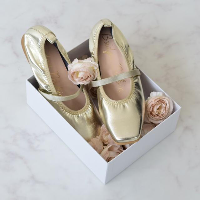 ブリジット バーキン（Bridget Birkin）/25秋冬新作◆Bridget Birkin◆エラスティックバンドスクエアバレエシューズ