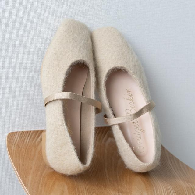 ブリジット バーキン（Bridget Birkin）/25秋冬新作◆Bridget Birkin◆エラスティックバンドもこもこスクエアバレエシューズ