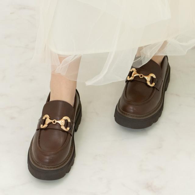 ブリジット バーキン（Bridget Birkin）/25秋冬新作◆Bridget Birkin◆5cmヒール◆ダブルステッチビットローファー