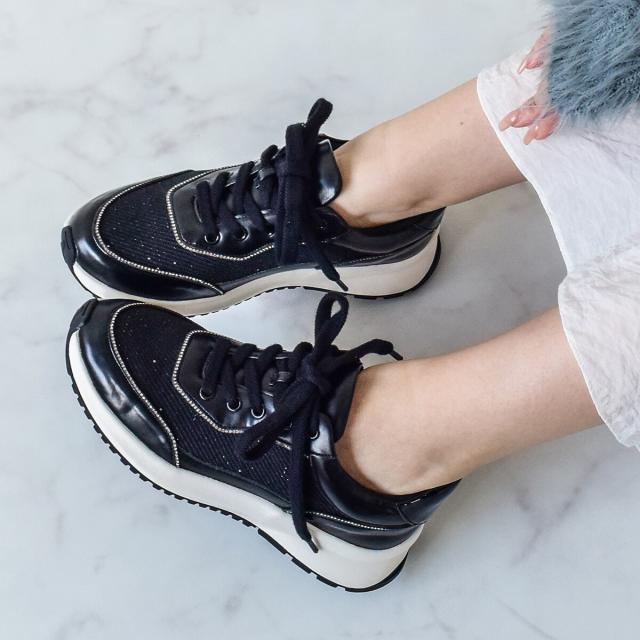 ブリジット バーキン（Bridget Birkin）/25秋冬新作◆Bridget Birkin◆5．5cmヒール◆ビジューレーンコンビスニーカー