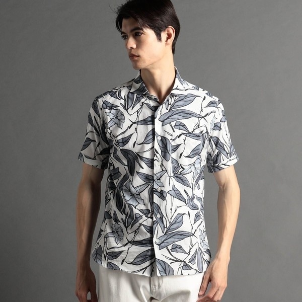 ムッシュニコルエクストラ（MONSIEUR NICOLE ex/tra）/【ex/tra】ボタニカルプリント カッタウェイカラーシャツ