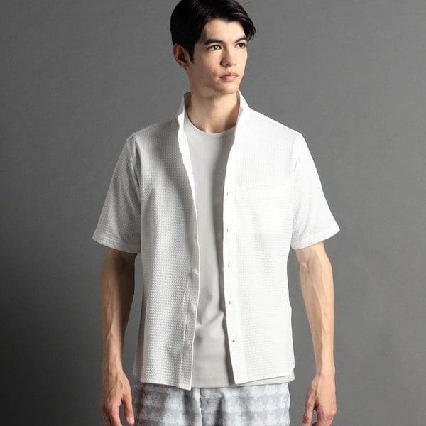 ムッシュニコルエクストラ（MONSIEUR NICOLE ex/tra）/【ex/tra】ギンガムニット スタンドカラーシャツ