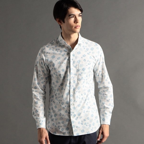 ムッシュニコルエクストラ（MONSIEUR NICOLE ex/tra）/【ex/tra】フラワープリント カッタウェイカラーシャツ