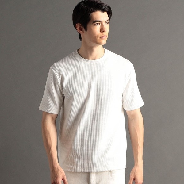 ムッシュニコルエクストラ（MONSIEUR NICOLE ex/tra）/【ex/tra】ワッフルニット ドビー半袖Tシャツ