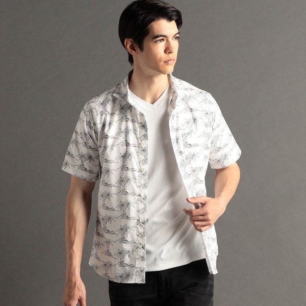 ムッシュニコルエクストラ（MONSIEUR NICOLE ex/tra）/Palm tree print カッタウェイカラー半袖シャツ