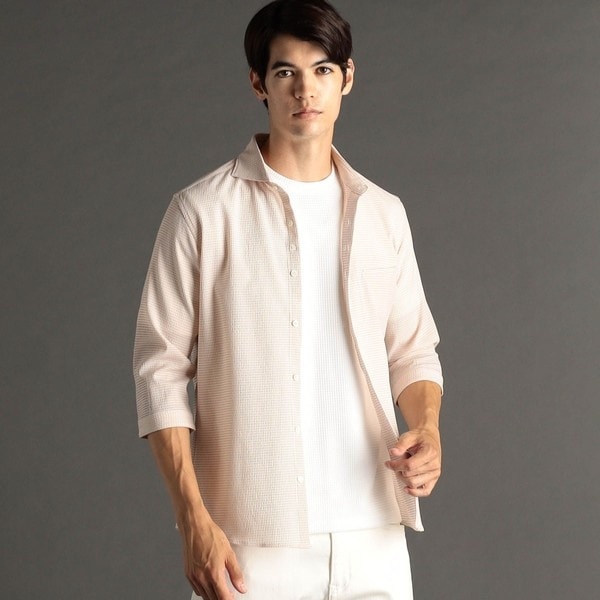 ムッシュニコルエクストラ（MONSIEUR NICOLE ex/tra）/【ex/tra】Solotex サッカー カッタウェイカラー7分袖シャツ