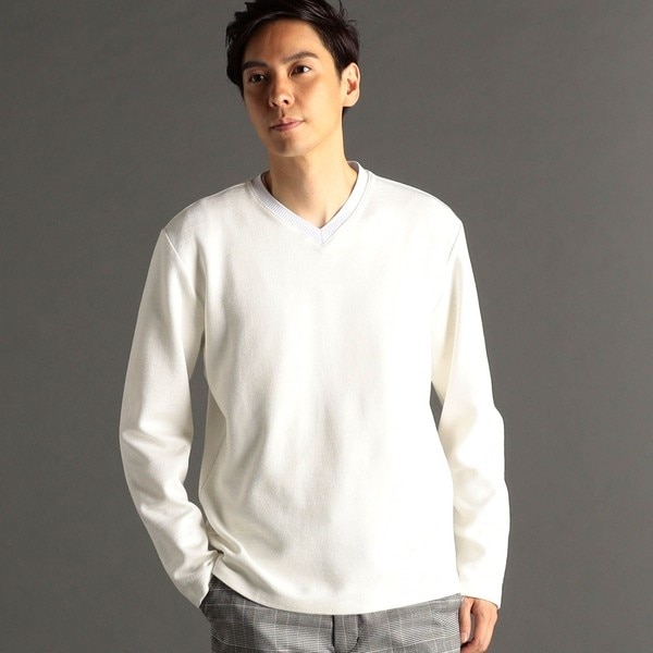 ムッシュニコル（MONSIEUR NICOLE）/メランジダブルフェイス Vネックカットソー