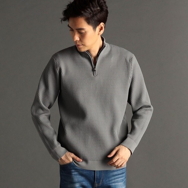 ムッシュニコル（MONSIEUR NICOLE）/ダイヤジャカード ハーフジップスタンドカラーニット