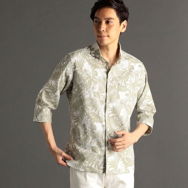 ムッシュニコル（MONSIEUR NICOLE）/ボタニカルプリント カッタウェイカラー7分袖シャツ