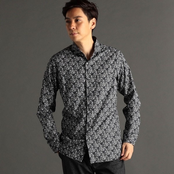 ムッシュニコル（MONSIEUR NICOLE）/TEXTA ワイングラスプリントブロード カッタウェイカラーシャツ