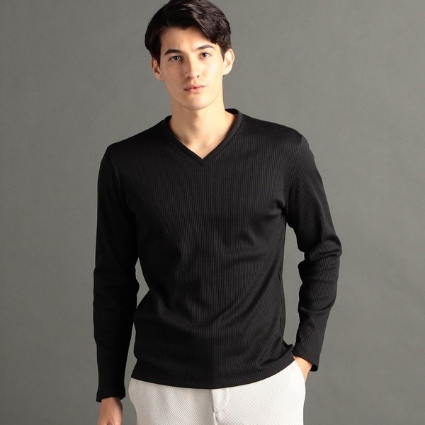 ムッシュニコル（MONSIEUR NICOLE）/ブライトリブ Vネックカットソー