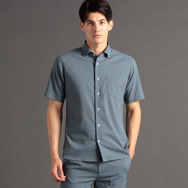 ムッシュニコルエクストラ（MONSIEUR NICOLE ex/tra）/【ex/tra】シアサッカー スナップダウンセミワイドカラーシャツ