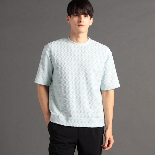 ムッシュニコル（MONSIEUR NICOLE）/ジオメトリックジャカード クルーネックニットTシャツ