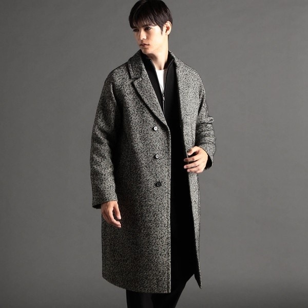 ムッシュニコル（MONSIEUR NICOLE）/ウーリーヘリンボンツイード チェスターコート