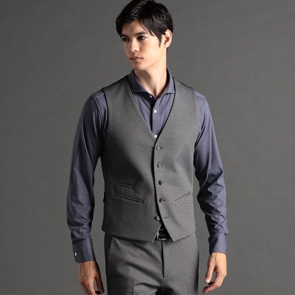 ムッシュニコルエクストラ（MONSIEUR NICOLE ex/tra）/【ex/tra】ヘリンボンダブルジャカード リバーシブルベスト