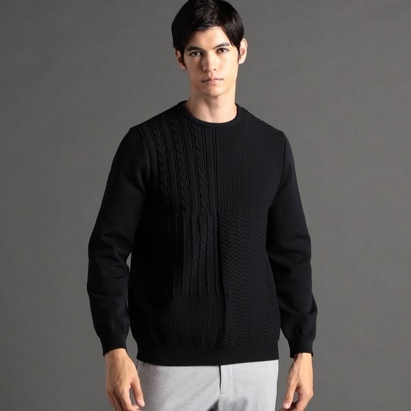 ムッシュニコル（MONSIEUR NICOLE）/【ex/tra】ランダムパネルジャカード クルーネックニット