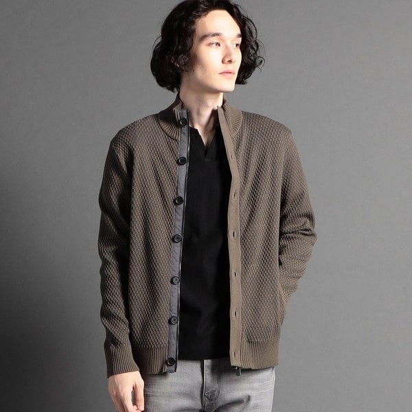 ムッシュニコル（MONSIEUR NICOLE）/ジオメトリックジャカード スタンドニットブルゾン